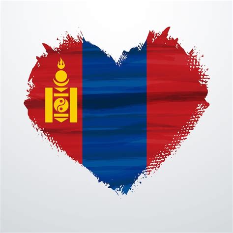 Premium Vector Heart Shaped Flag Of Mongolia