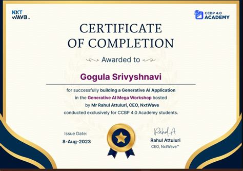 Gogula Sri Vyshnavi On Linkedin Nxtwave Generativeai Aiapplications