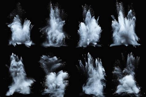 Premium Photo Set Of Dust Powder Splash Clouds Isolated On Black