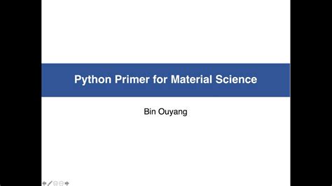 Python Primer For Computational Materials Science 1 Youtube