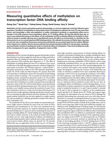 Pdf Measuring Quantitative Effects Of Methylation On Transcription