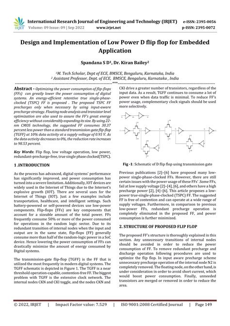 Design And Implementation Of Low Power D Flip Flop For Embedded Application Pdf Internet