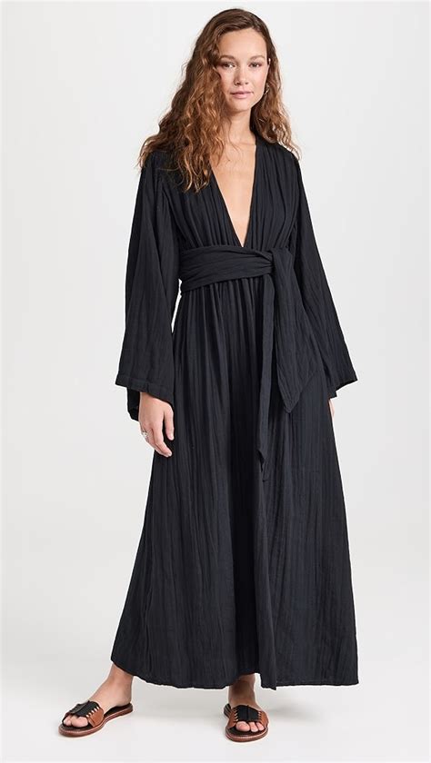Mara Hoffman Blair Long Sleeve Deep V Maxi Dress Shopbop