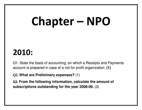 Npo Converted Accountancy Chapter Npo 2010 Q1 State The Basis