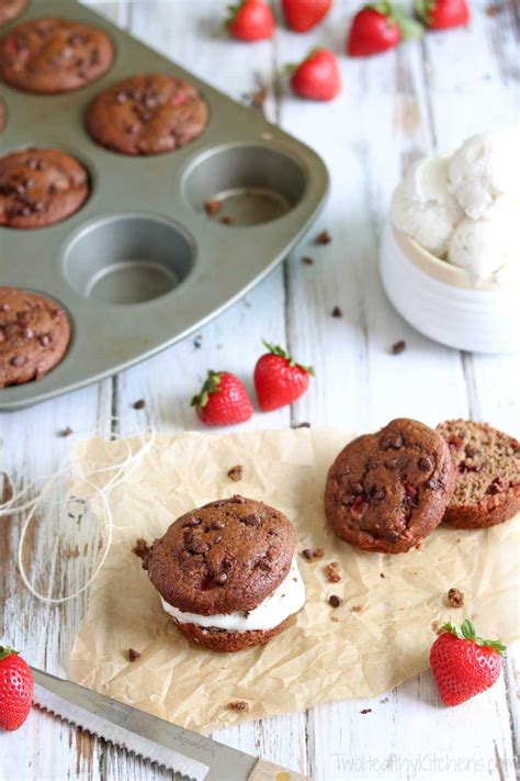 Chocolate Strawberry Muffin Ice Cream Sandwiches Two Healthy Kitchens