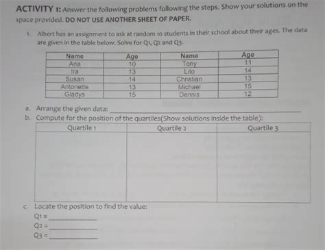 Solved Activity 1 Answer The Following Problems Following The Steps