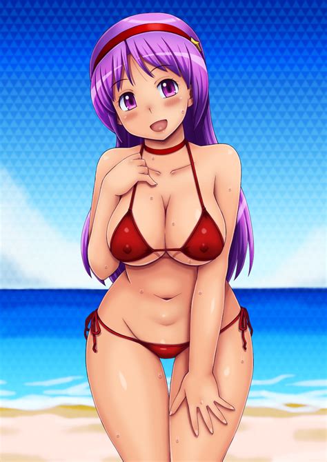Rule 34 1girls Athena Asamiya Beach Big Breasts Bikini Blush Busty