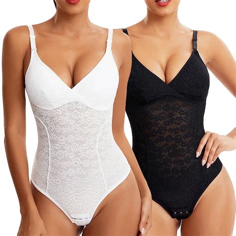 3 In 1 Lace Shapewear Bodysuits For Women Sexy Chest Padded Thong