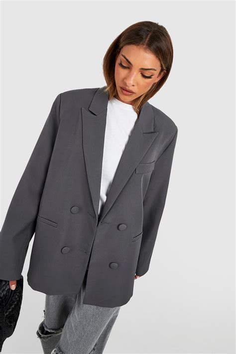 Double Breasted Relaxed Fit Tailored Blazer Boohoo Uk