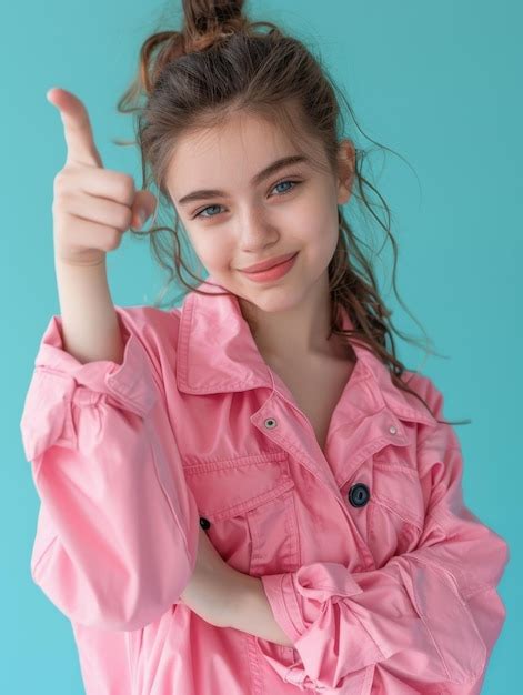 Premium Photo Smiling Girl Pointing Finger
