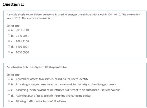 Solved Question 1 A Simple Single Round Feistel Structure