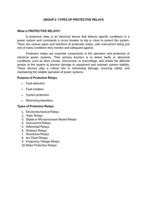 Types Of Protective Relays Pdf Relay Electric Power System