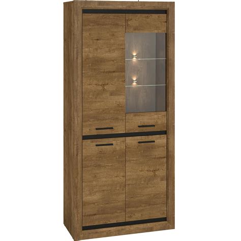 Baltica 2501 vitrina 4 vrata 90x43x200 cm tamni hrast/crna | Emmezeta ...