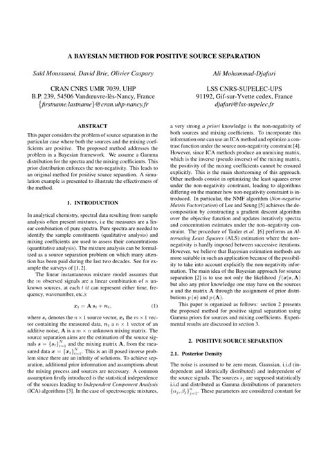 Download Pdf A Bayesian Method For Positive Source Separation