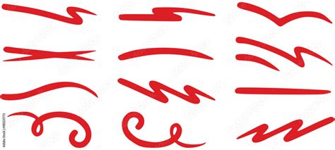 Red Squiggle Brush Scribble Underline Marker Pen Emphasis Highlight