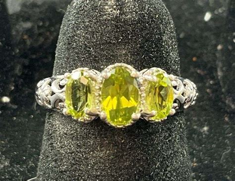 Sterling Silver 1ct Peridot 3 Stone Ring Size 5 Hash Auctions