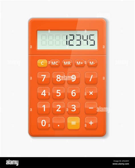 Vector Realistic Calculator Button Electronic Digit Calculation