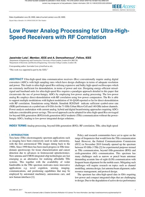 pdf low power analog processing for ultra high speed receivers with