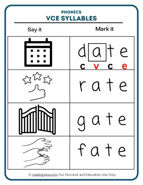 Magic E Words Vce Syllables Worksheets And Word List