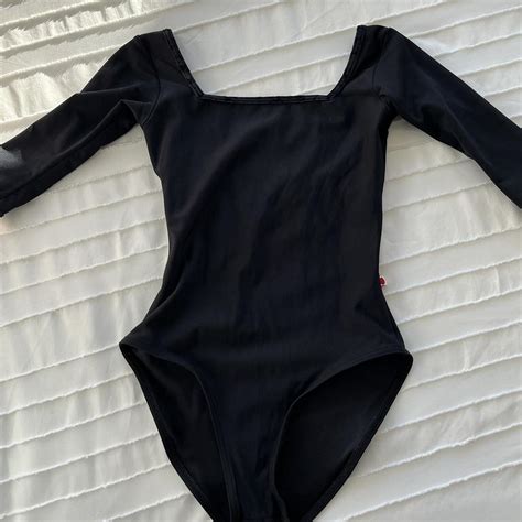 Black Yumiko Marieke Leotard Size S Half Sleeves Depop