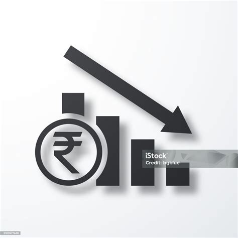 인도 루피 환율 하락 차트 흰색 배경에 그림자가 있는 아이콘 0명에 대한 스톡 벡터 아트 및 기타 이미지 0명 3차원 형태