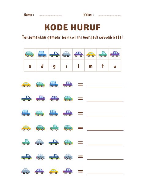Kode Huruf Lembar Kerja Koding Sd Kelas 3 Warna Warni Ilustratif Pdf