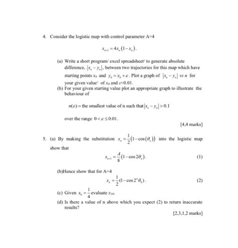 Solved Consider The Logistic Map With Control Parameter A4