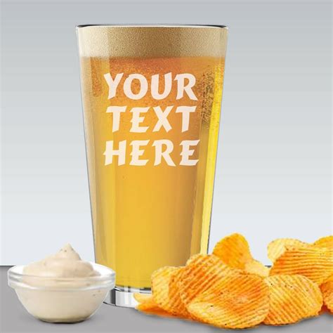 Custom Etched 16oz Pint Beer Glass Your Text For Sale