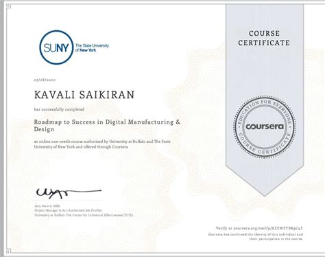 Proud To Have Completed Road Map To Success In Digital Manufacturing And Design From Coursera