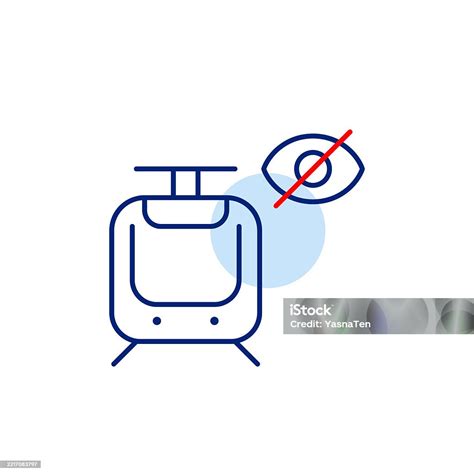교차된 눈을 가진 트램의 벡터 아이콘으로 숨겨진 경로 개인 교통 또는 보이지 않는 추적을 상징합니다 교통 앱 내비게이션 도구 및 개인 정보 보호에 이상적 구별하기 힘든에