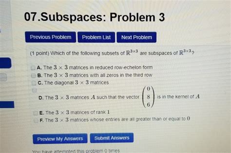 Solved 07subspaces Problem 3 Previous Problem Problem List