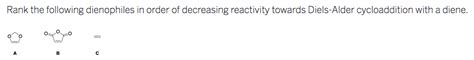 Solved Rank The Following Dienophiles In Order Of Decreasing