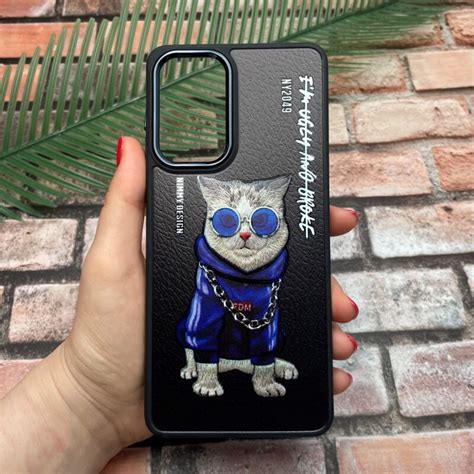 قاب گوشی Galaxy A73 سامسونگ متال دور سیلیکونی طرح گربه Cat کد 89321