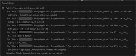 Archipack Error Python Traceback Most Recent Call Last R