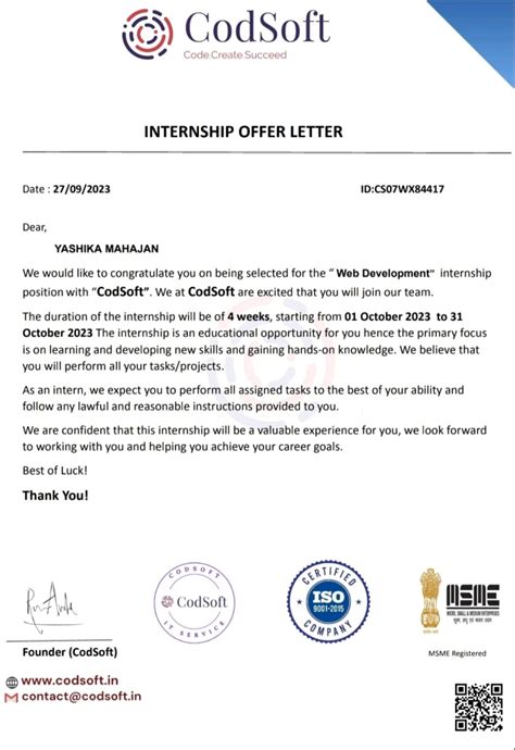 Yashika Mahajan On Linkedin Codsoft New Career Excitingopportunity Joiningcodsoft