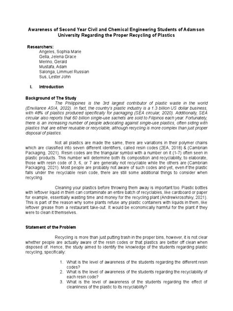 Technical Writing Output Pdf Survey Methodology Recycling