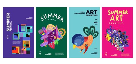 Summer Art And Culture Exhibition Colorful Poster Design 2088835 Vector