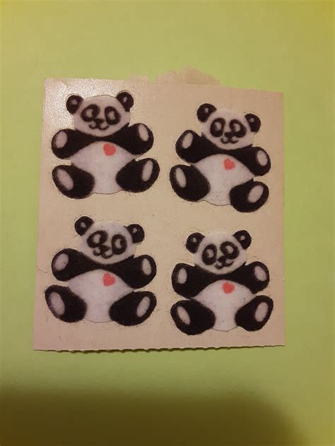 vintage 80s sandylion fuzzy pandas sticker module brown backing