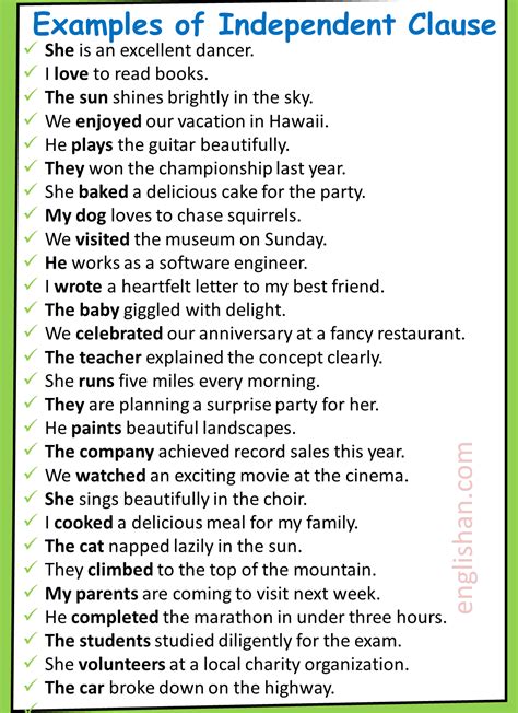 Independent Clauses 30 Examples And A Quiz • Englishan