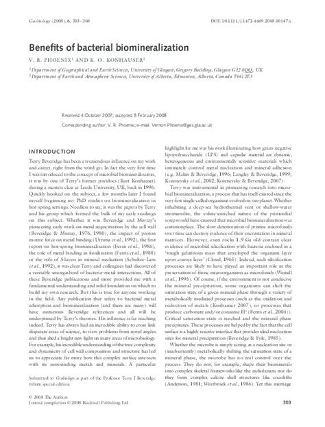 Pdf Benefits Of Bacterial Biomineralization
