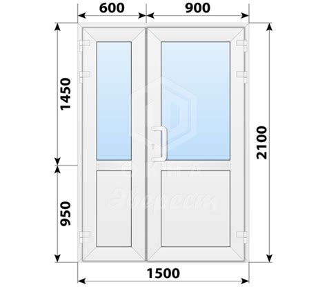 Пластиковая входная полуторная дверь со стеклом 1500x2100 - купить ...