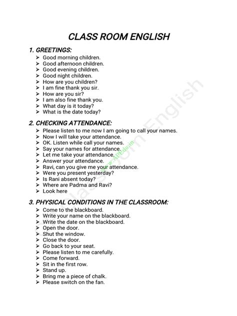 Class Room English Pdf