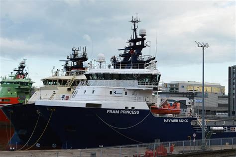 Fram Princess Offshore Supply Boat In Harbour Aberdeen Scotland