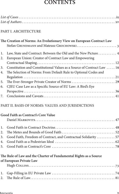 Contents European Contract Law And The Creation Of Norms