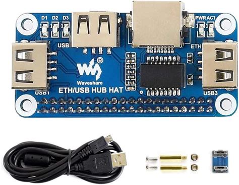 Waveshare Ethernet USB HUB HAT For Raspberry Pi Stable Wired Ethernet Connection With X RJ