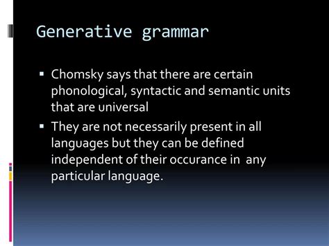 PPT Generative Grammar Part Ii PowerPoint Presentation Free Download ID 1998414