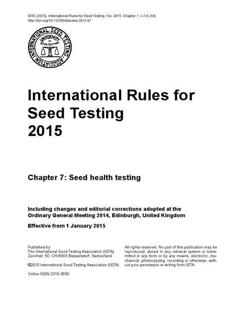 Ista Rules 2015 07 Seed Health Pdf Plants Organisms