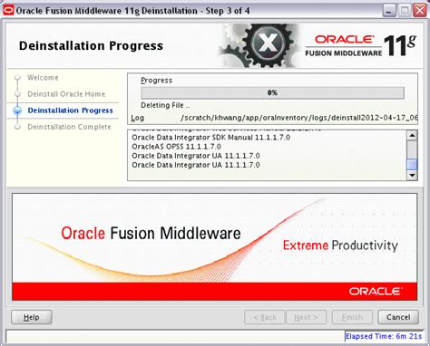 Deinstallation Screens For Oracle Data Integrator