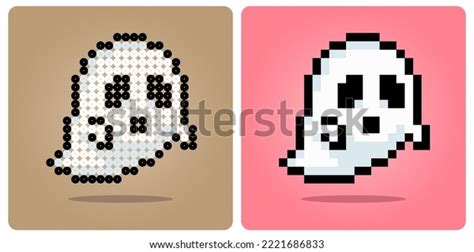8 Bit Pixel Ghost Cute Flying Stock Vector Royalty Free 2221686833