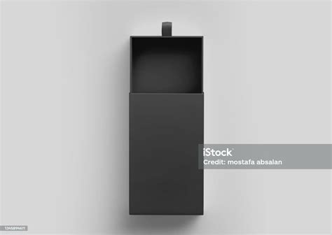 블랙 서랍 패키지 상자 모형 빈 골판지 용기 라이트 배경에 격리 된 3d 렌더링 3차원 형태에 대한 스톡 사진 및 기타 이미지